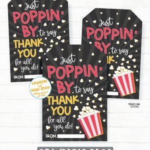 Popcorn Thank You Tag Popping by Tag Teacher, Staff, Employee ...