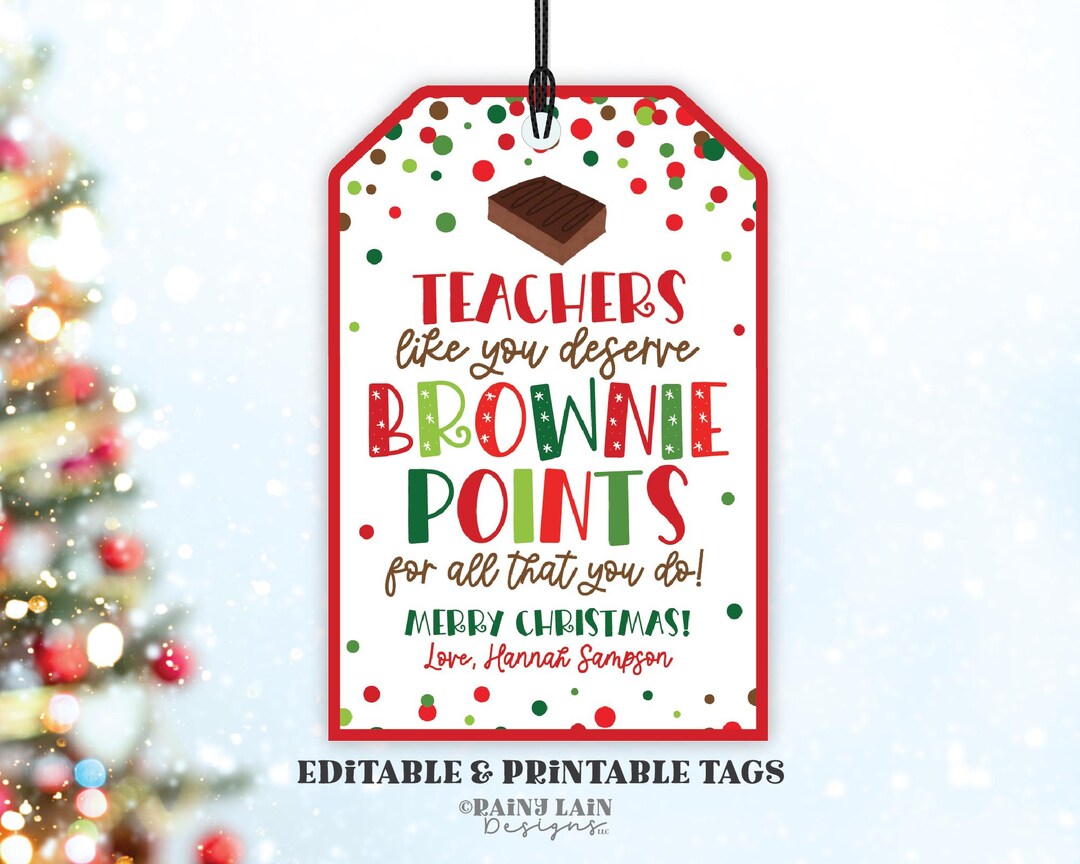 Editable Chocolate Brownie Christmas Gift Tag Template, Deserve Brownie ...