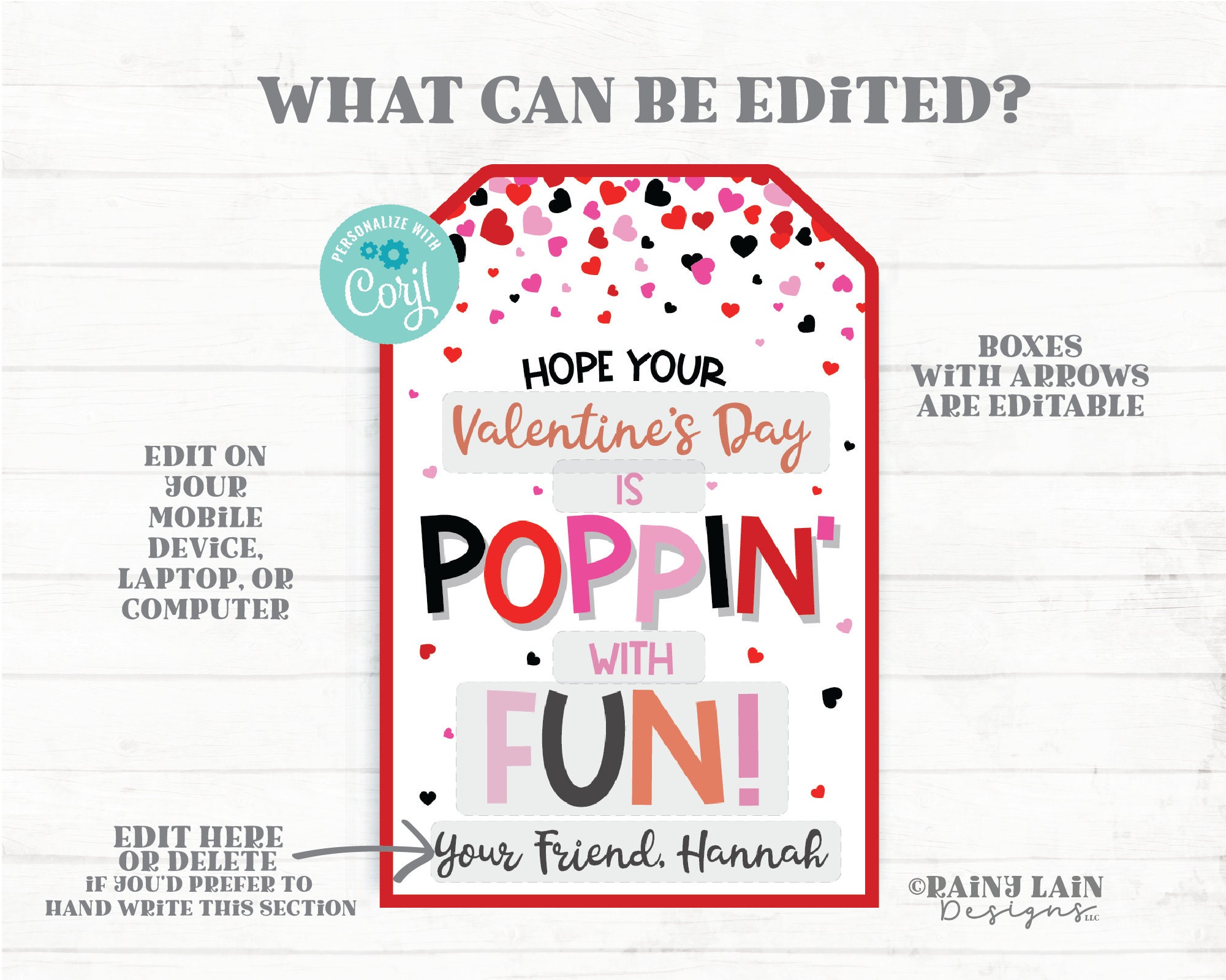 Poppin With Fun Tag, Pop Fidget Toy Valentine Pop Gift Tag, Popcorn ...