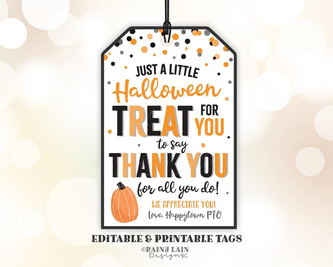 Halloween Treat for You to Say Thank You for All You Do Halloween Tag ...
