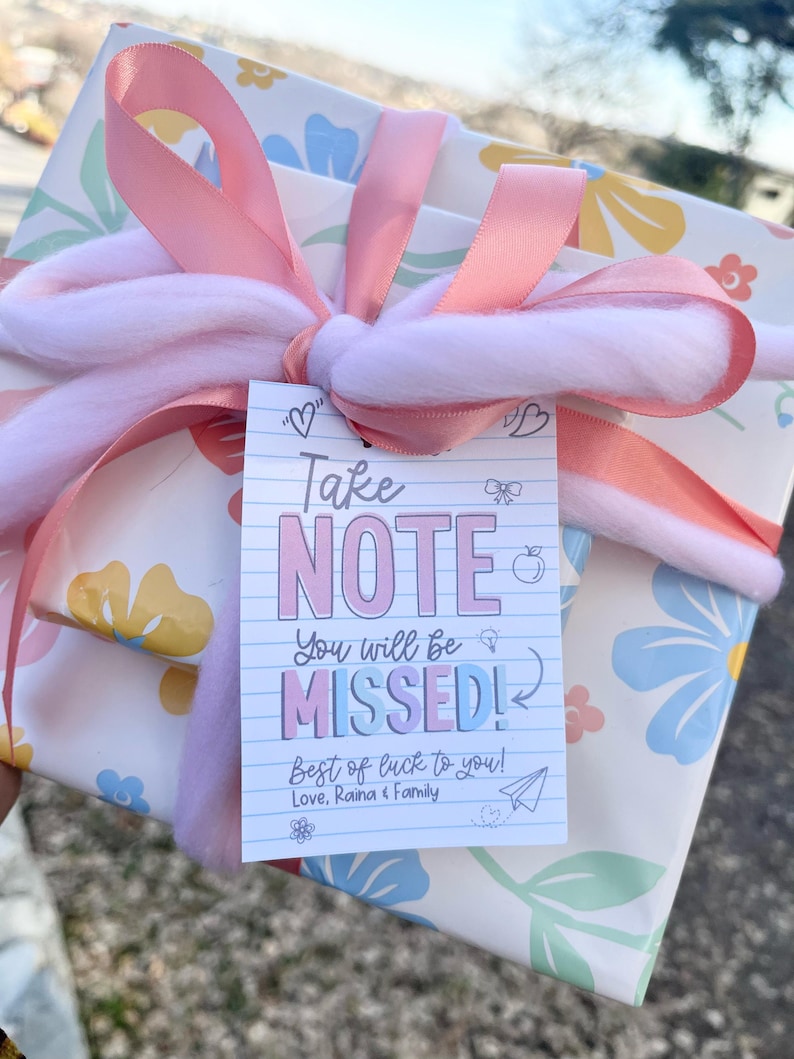 Teacher Goodbye Gift Tag, Farewell Gift Tag, Take Note You Will Be ...