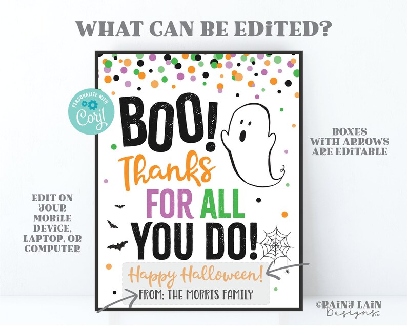 Boo Thanks for All You Do Sign Halloween Thank You Gift Lounge Room ...