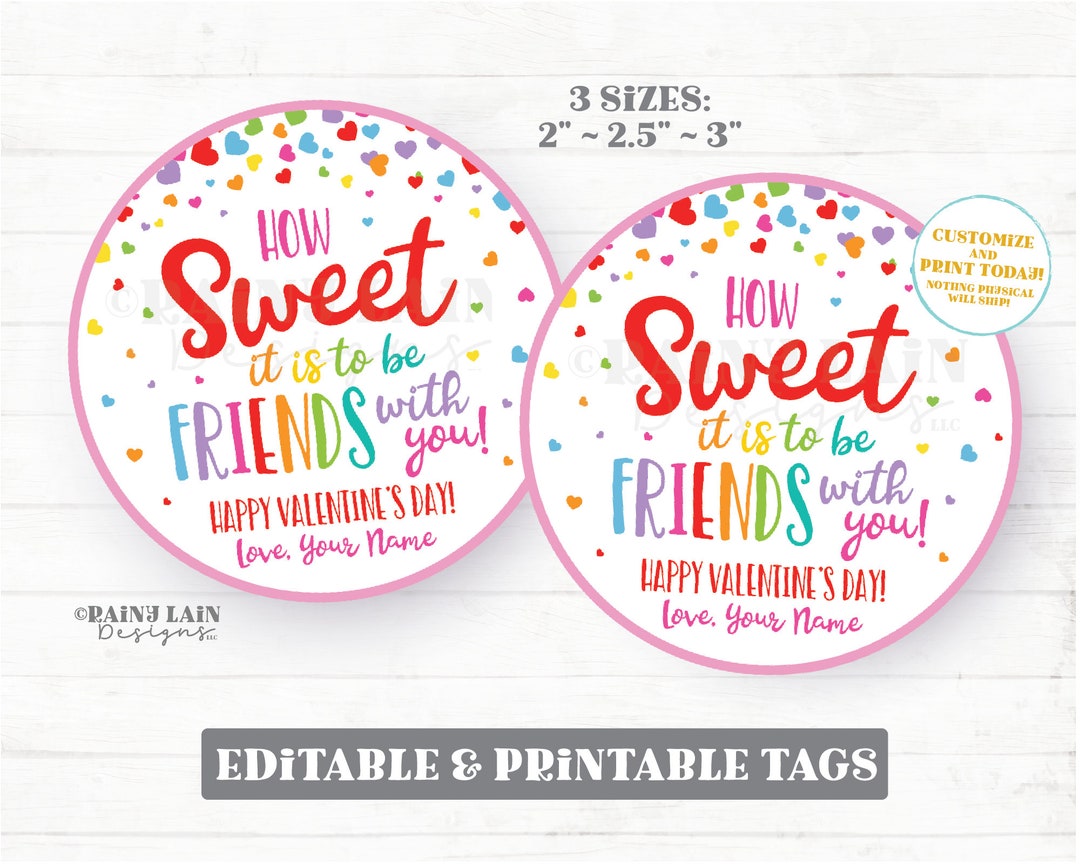 How Sweet It is to Be Friends With You Valentine Treat Tag, Lollipop ...