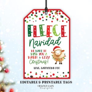 Editable Fleece Blanket Gift Tags, Fleece Navidad Christmas Gift, Throw ...