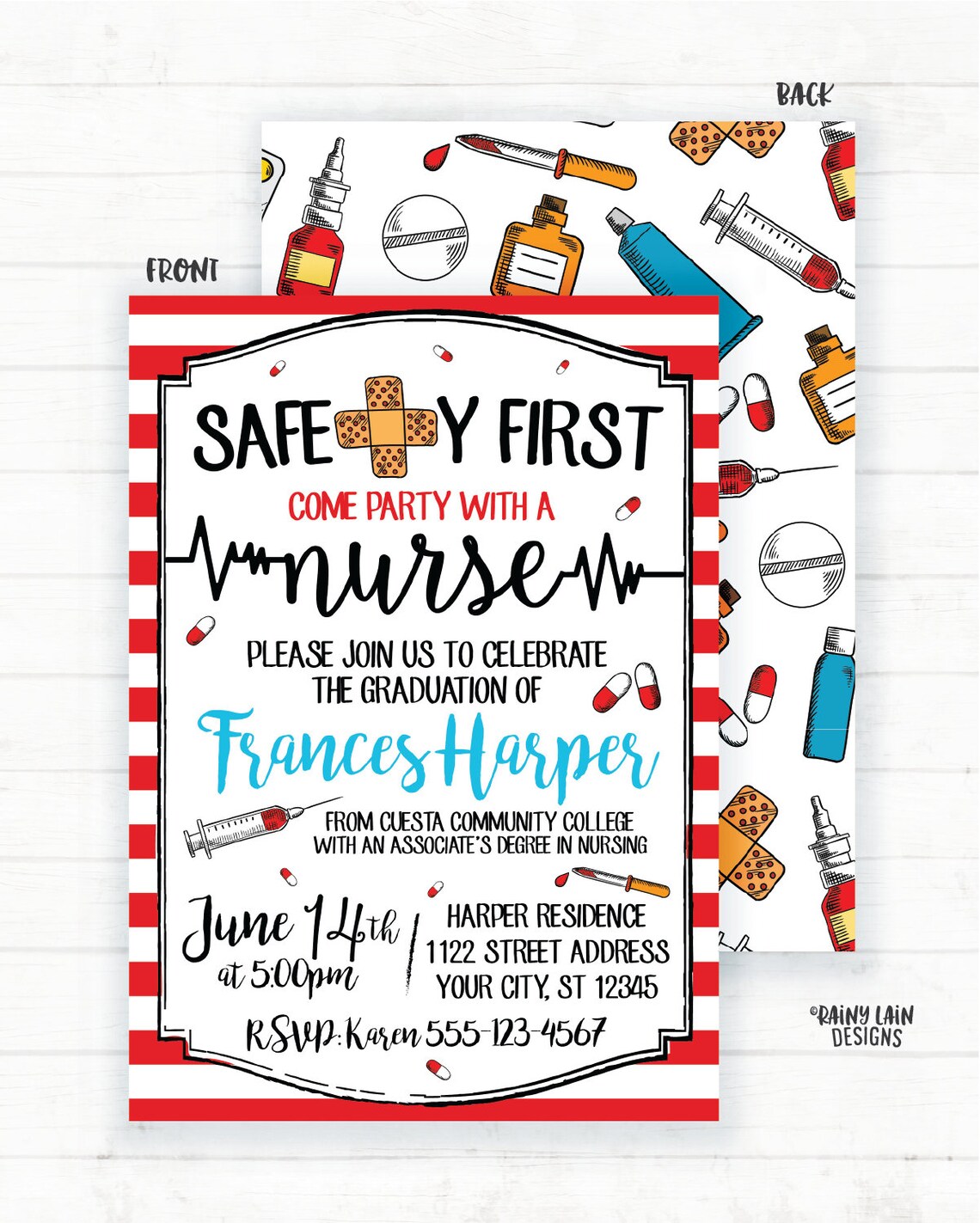 Nurse Graduation Invite Nurse Invitation Safety First Party - Etsy