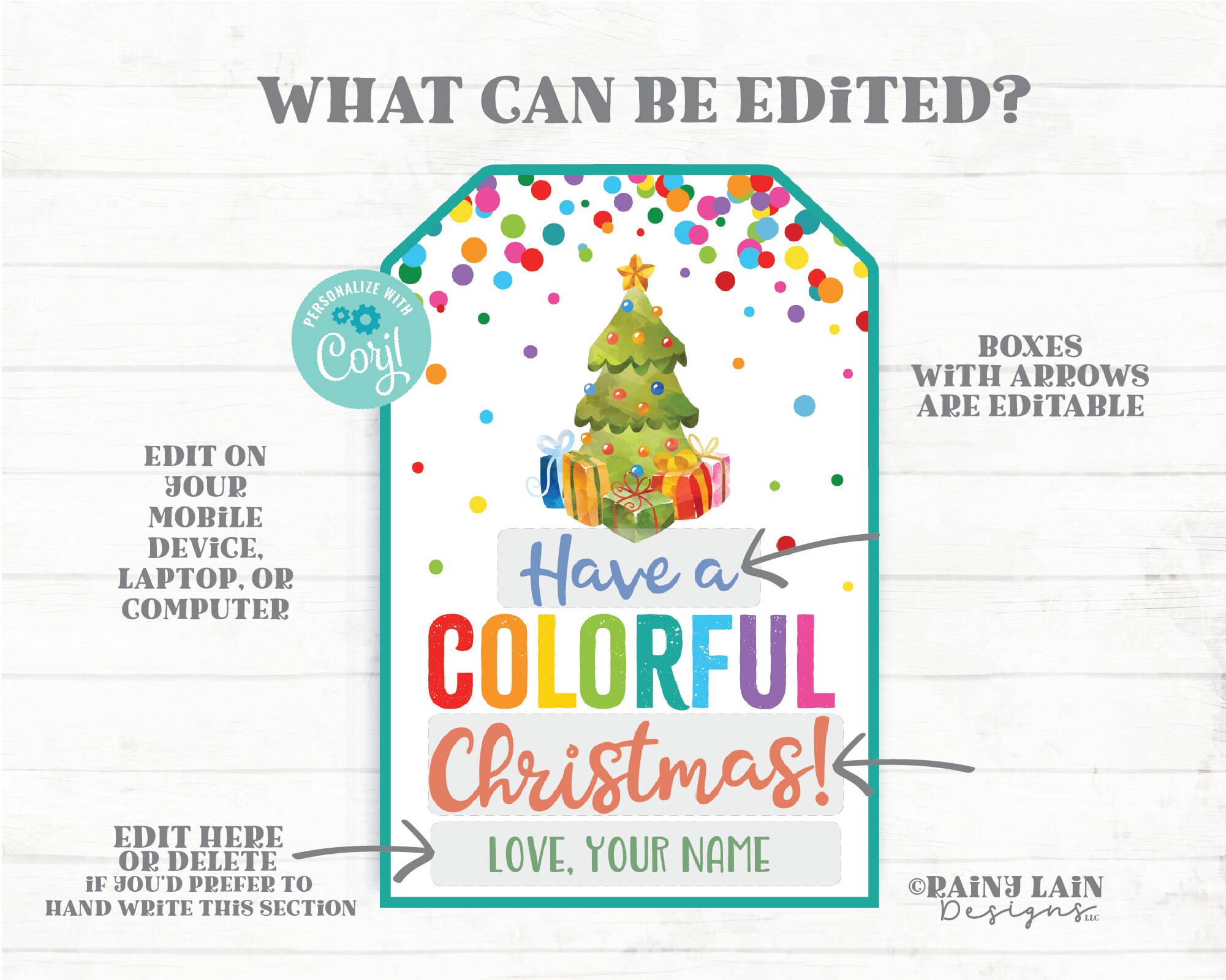 Have a Colorful Christmas Gift Tag Holiday Crayon Tag Markers Paint ...