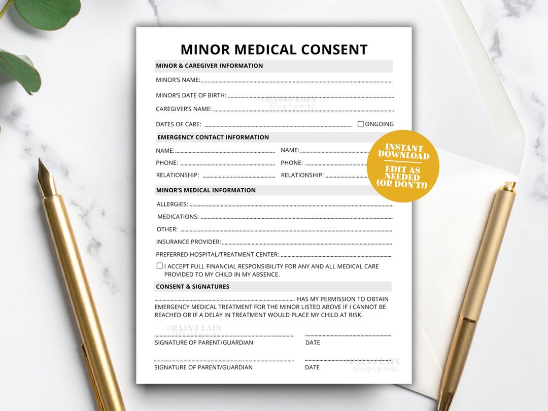 Minor Medical Consent Form, New Patient Form, Babysitter Information ...