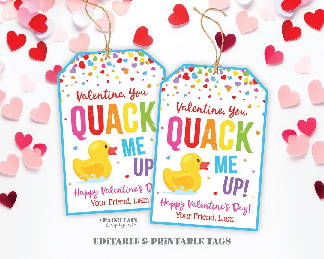 Rubber Duck Valentine Printable, You Quack Me up Valentine's Day Gift ...