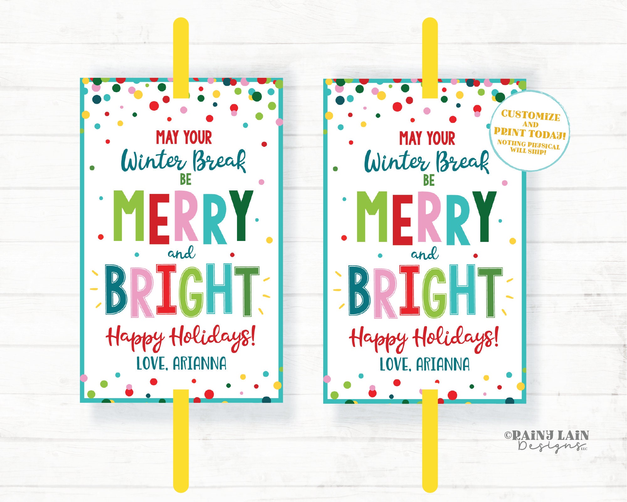May Your Winter Break Be Merry and Bright Glow Stick Tag Christmas Glow ...