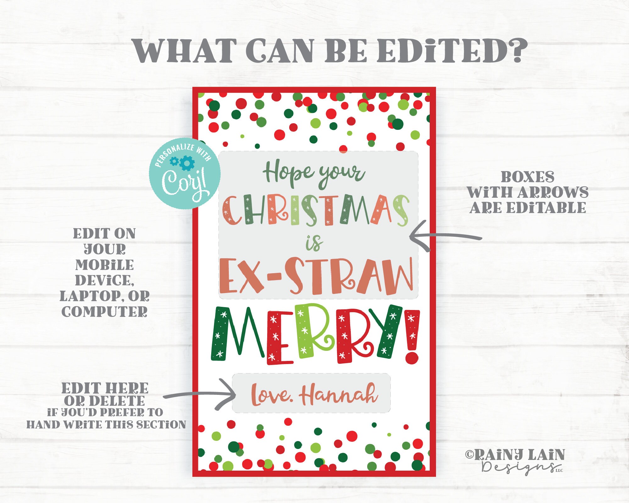 Hope Your Christmas is Ex-straw Merry Straw Tag, Holiday Straw Party ...