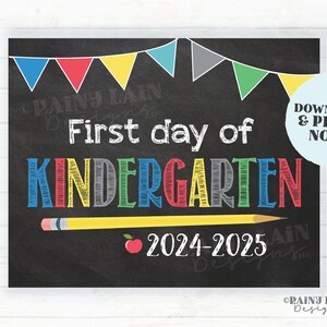 First Day of Kindergarten Sign Boy Printable First Day of School Sign ...