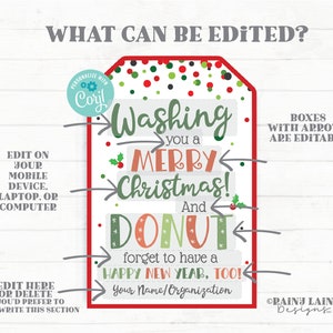 Washing You a Merry Christmas Editable Tag Donut Forget New Year ...