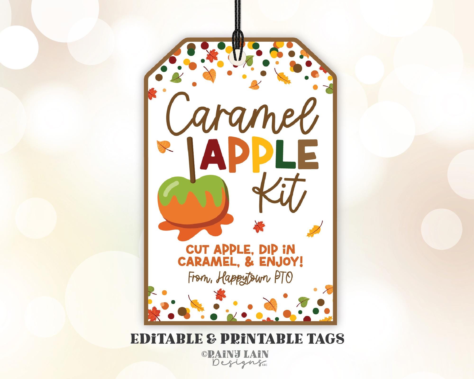 Caramel Apple Kit Gift Tags, Editable, Fall Treat, Appreciation, Candy ...