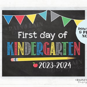 First Day of Kindergarten Sign Boy Printable First Day of School Sign ...