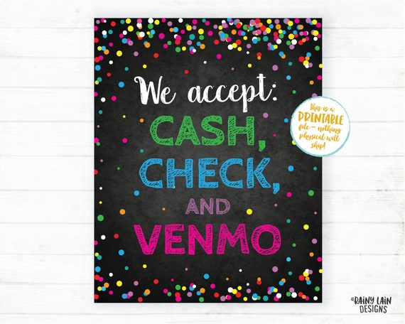 We Accept Cash Check and Venmo Sign Cookie Booth Printable - Etsy