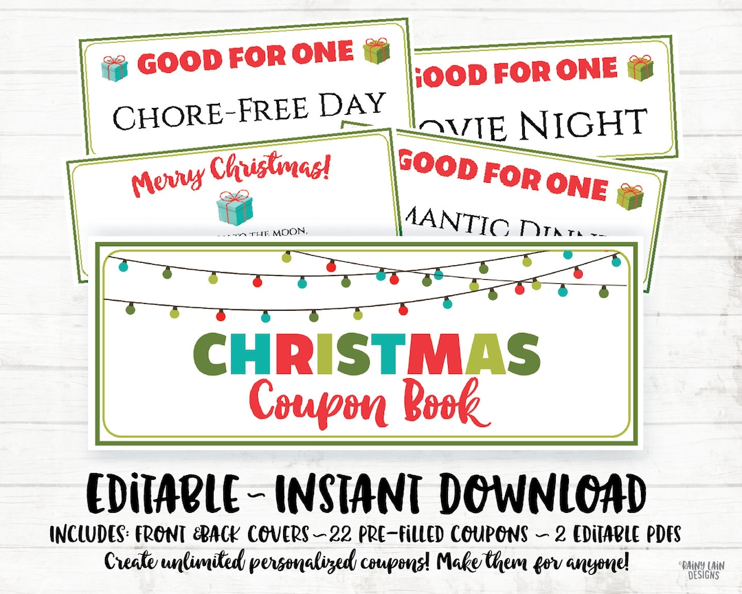 Christmas Coupon Book, Printable Christmas Coupons, Coupon Book for ...