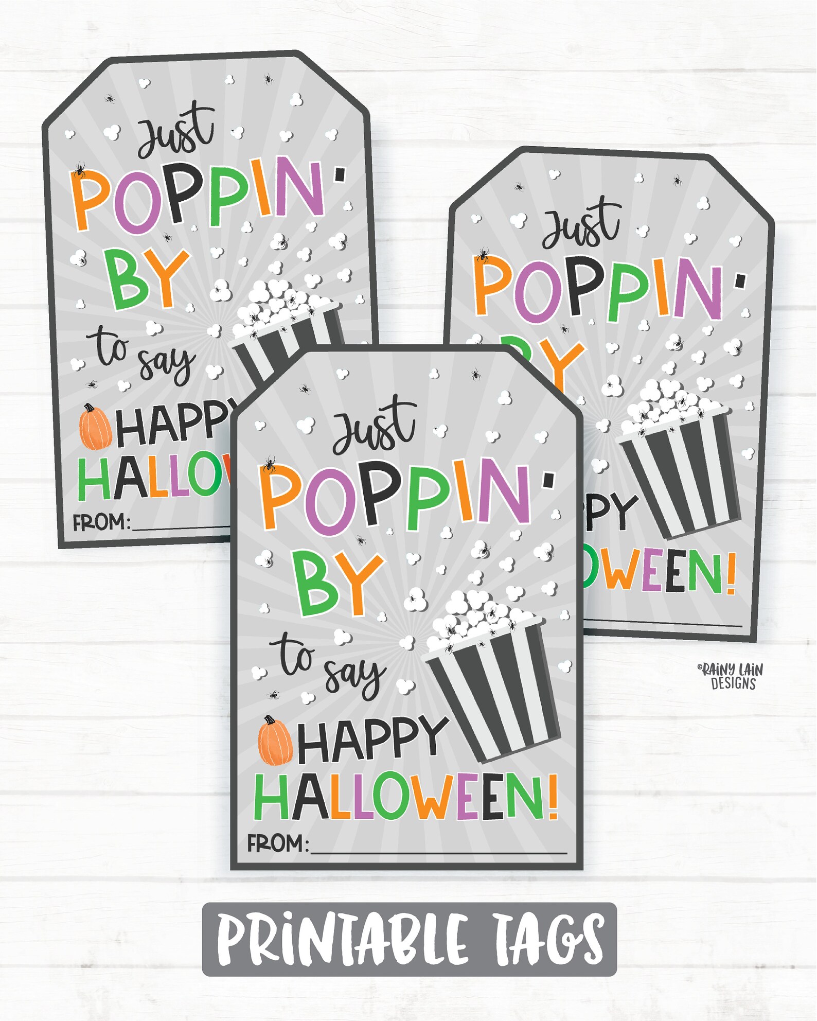Popcorn Thank You Tag Just Poppin by to Say Happy Halloween - Etsy