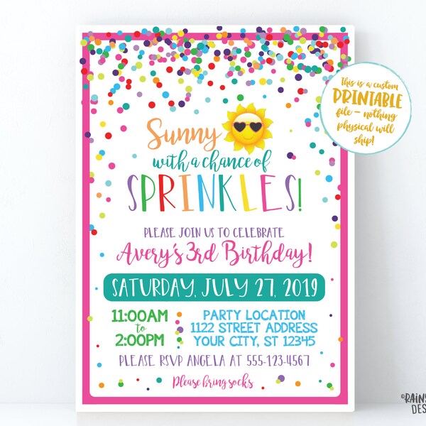 Sprinkles Birthday Invite - Etsy