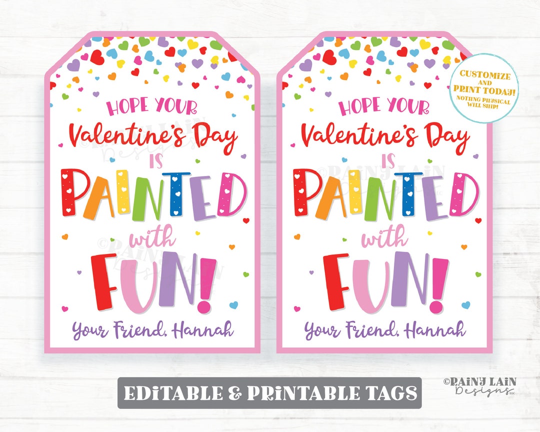 Painted With Fun Valentine Tag, Paint Brush Valentine's Day Gift ...
