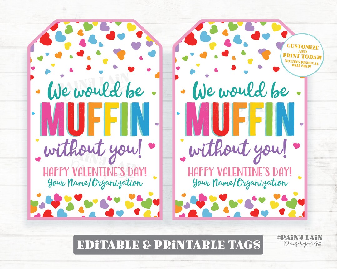 Muffin Valentine Tag, Muffin Without You Valentine's Day Gift ...