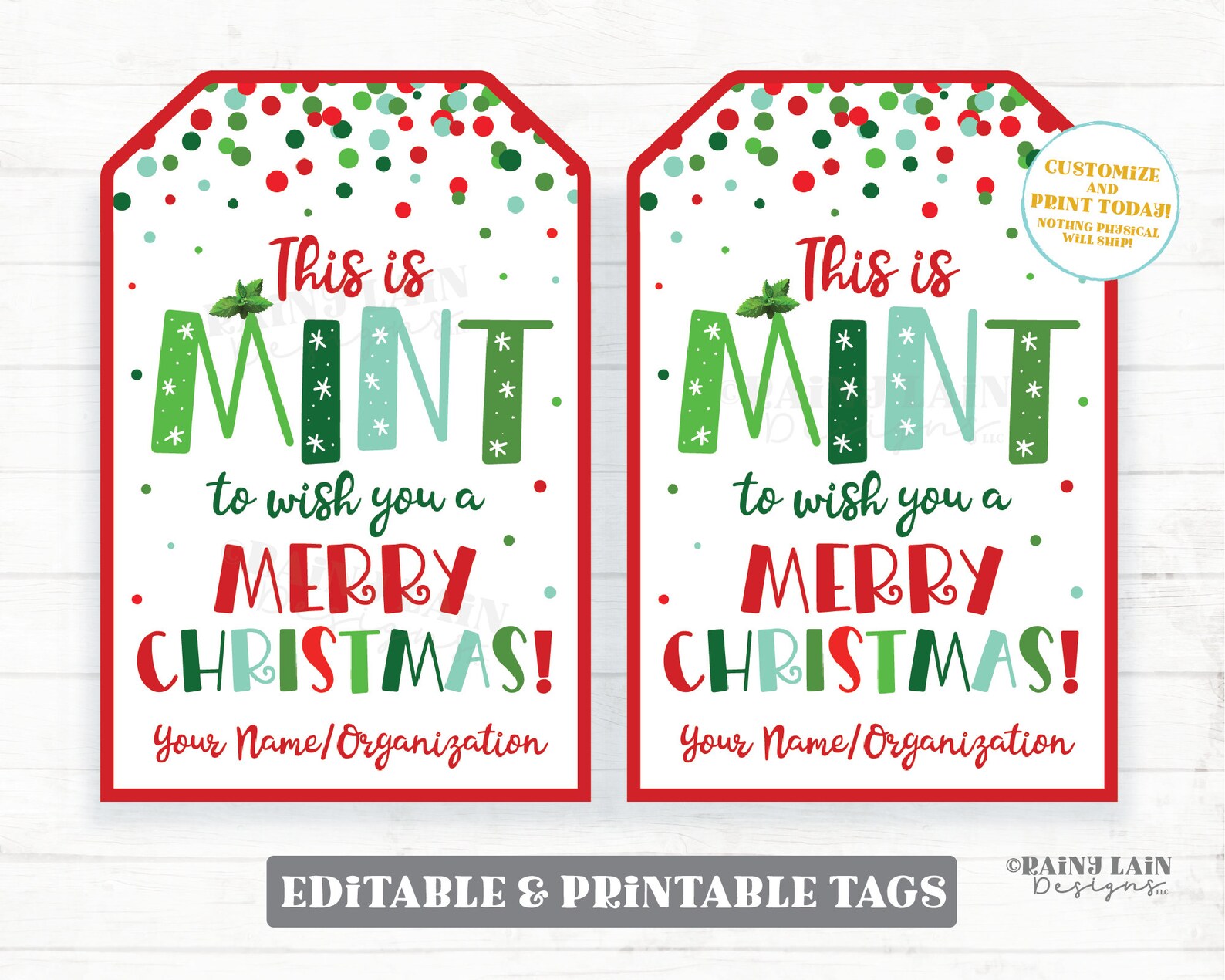 Mint to Wish You Merry Christmas Tag Holiday Mint Thank You Gift ...