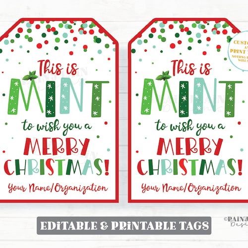 Merry-mint and Joy This Christmas Tag Holiday Mint Thank You - Etsy