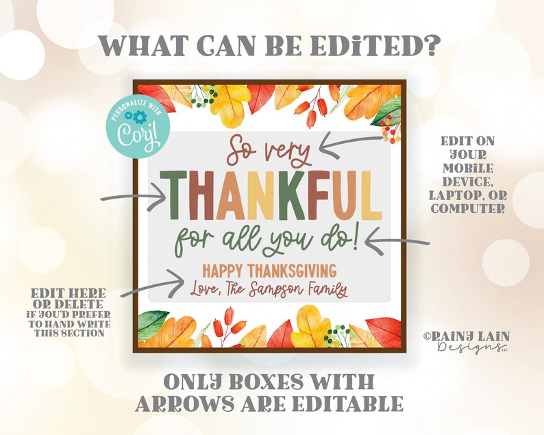 Editable Thanksgiving Gift Tag Template, so Very Thankful for All You ...