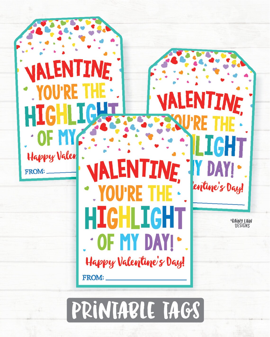 Highlighter Valentine Tags You're the Highlight of My Day - Etsy