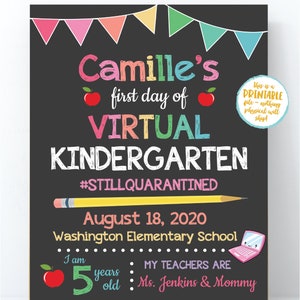 1st Day of Virtual School Sign Editable First Day of Virtual - Etsy