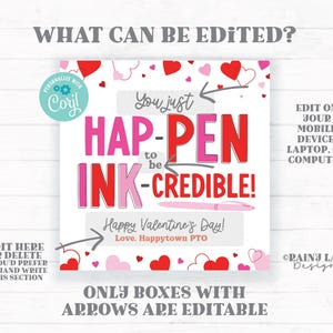 Pen Valentine for Teacher, Teacher Gift Tag From Student, Pen Valentine ...