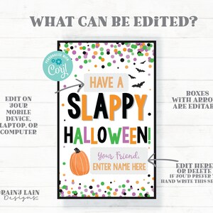 Slappy Halloween Tag Slap Bracelet Card Happy Halloween Gift Tags ...