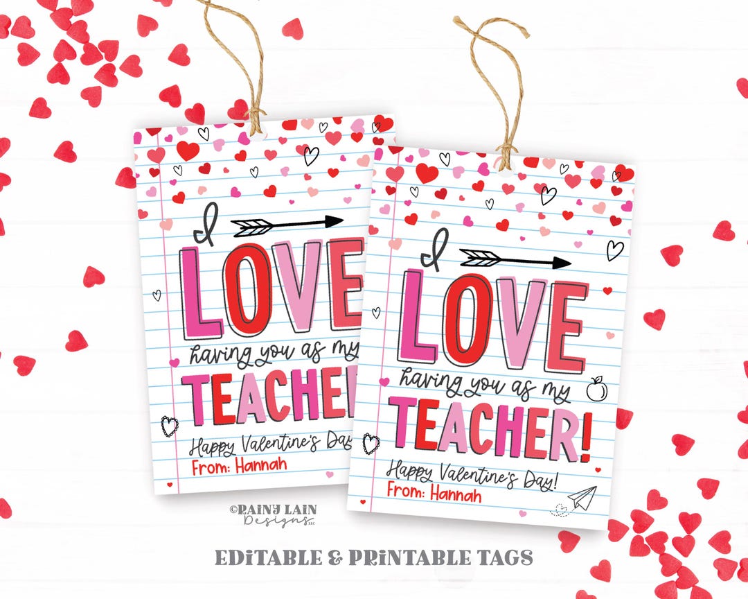 Teacher Valentine Gift Tag, Teacher Gift Tag From Student, Kids ...