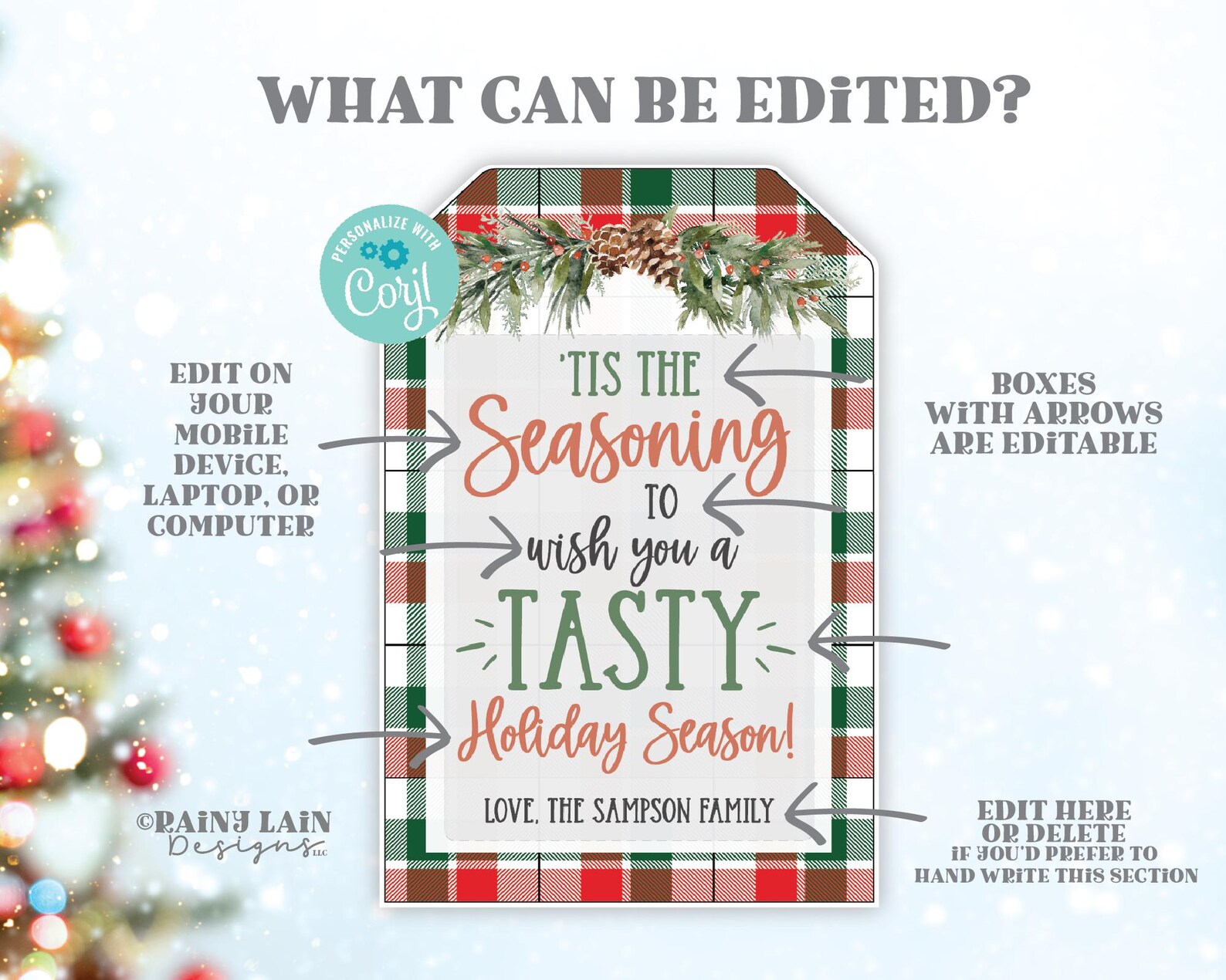 Editable Tis the Seasoning Tag, Printable Christmas Gift, Holiday ...