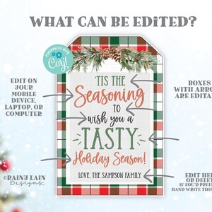 Editable Tis the Seasoning Tag, Printable Christmas Gift, Holiday ...