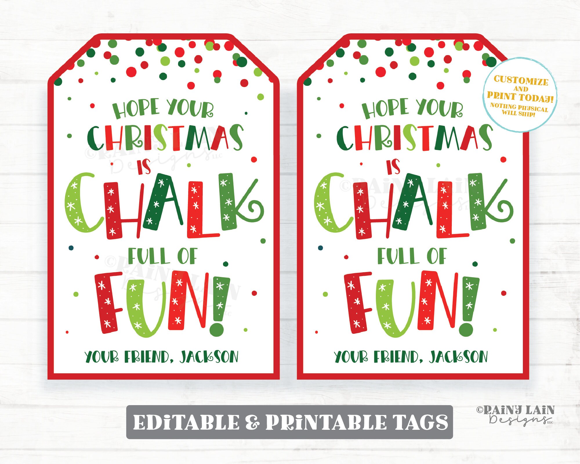 Chalk Gift Tags Hope Your Christmas is Chalk Full of Fun | Etsy