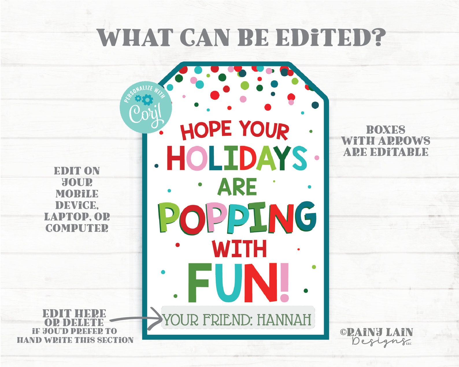 Holiday Pop Gift Tag Holidays Are Popping With Fun Tag - Etsy