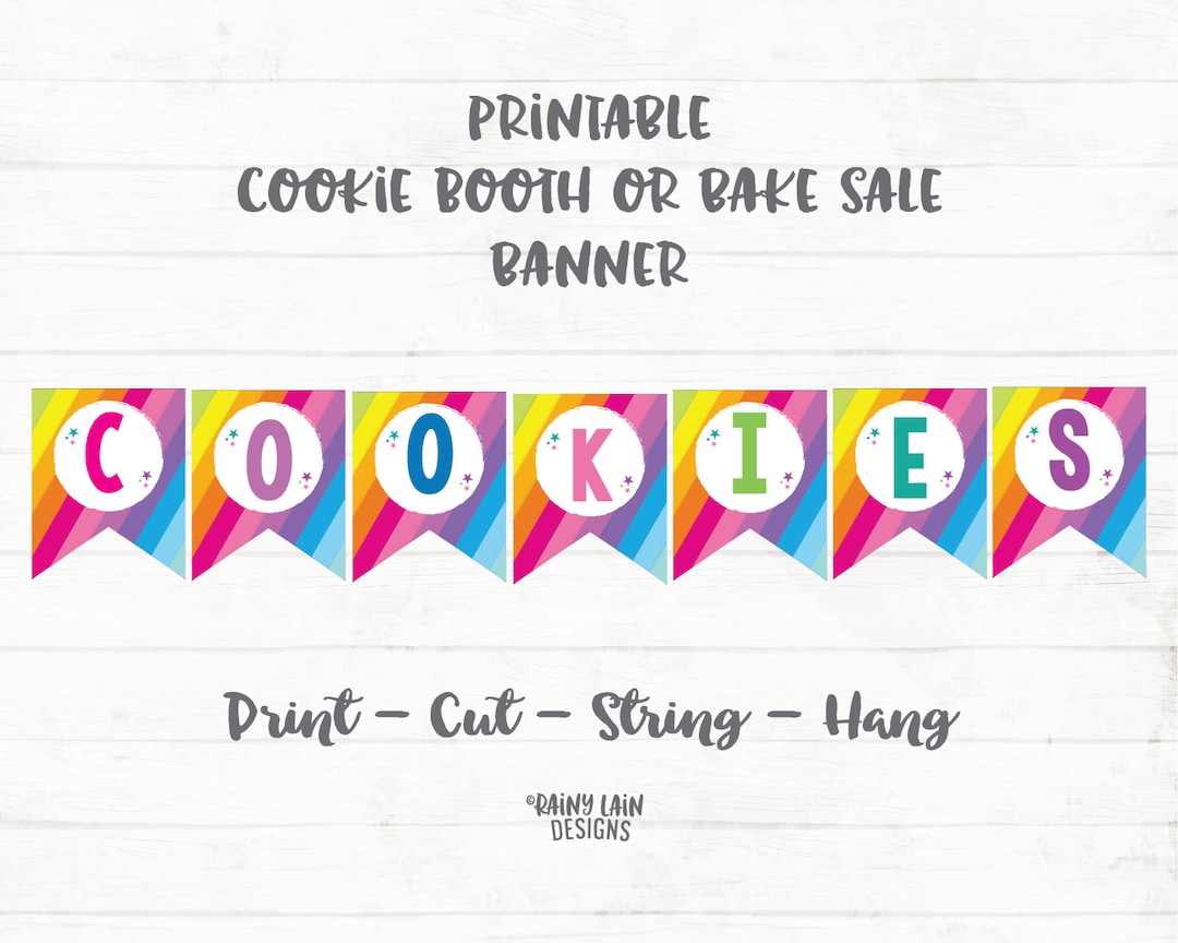 Cookie Booth Printable Banner, Cookie Booth Banner, Cookie Printable ...