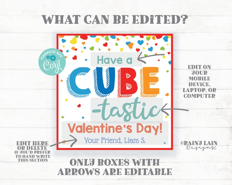 Have a Cube-tastic Valentine Tag, Cube Fidget Toy Game, Valentine's Day ...