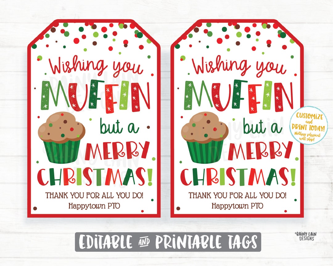 Wishing You Muffin but a Merry Christmas Tags Christmas Gift Tag ...