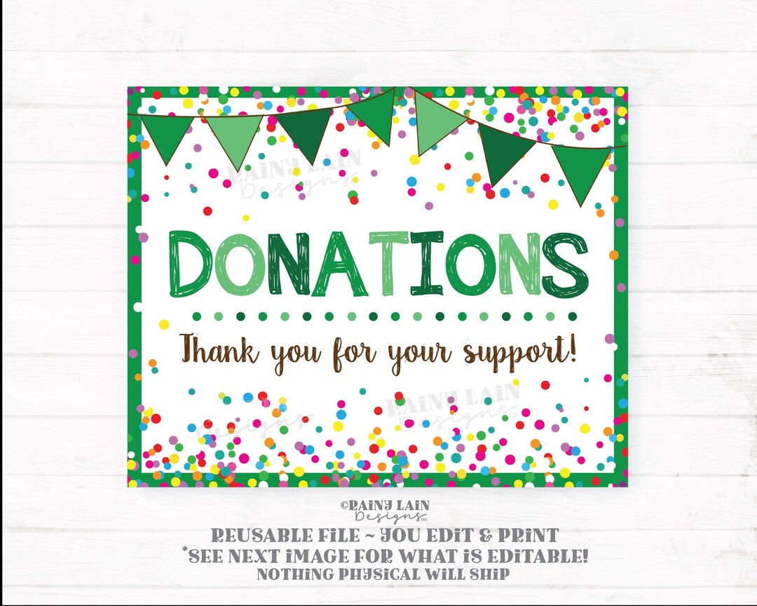 EDITABLE Donations Sign, Printable Fundraiser, Donate Military Troops ...
