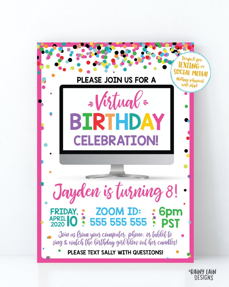 Virtual Birthday Party Invitation Virtual Party Invitation - Etsy