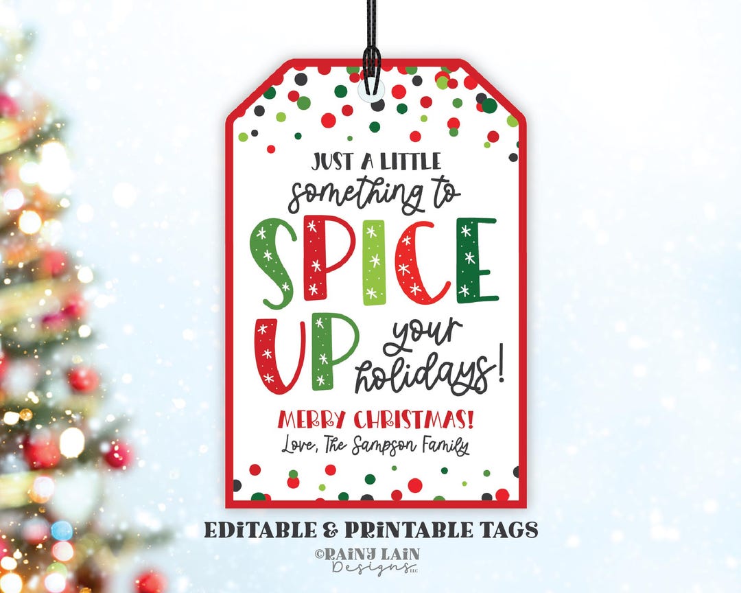 Spice up Your Holiday Tag, Editable Christmas Gift Template, Seasonings ...