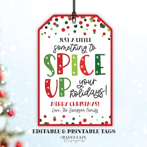 Spice up Your Holiday Tag, Editable Christmas Gift Template, Seasonings ...