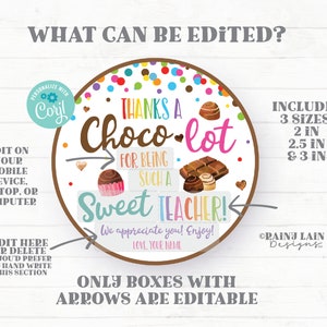 Thanks a Choco-lot for Being a Sweet Teacher Chocolate Round Chocolot ...