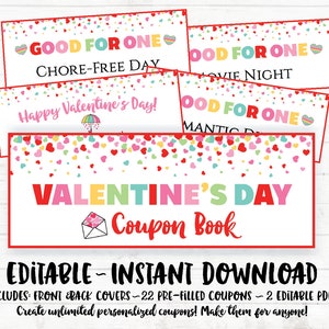 Valentine's Day Coupon Book, Printable Valentine Coupons, Coupon Book ...