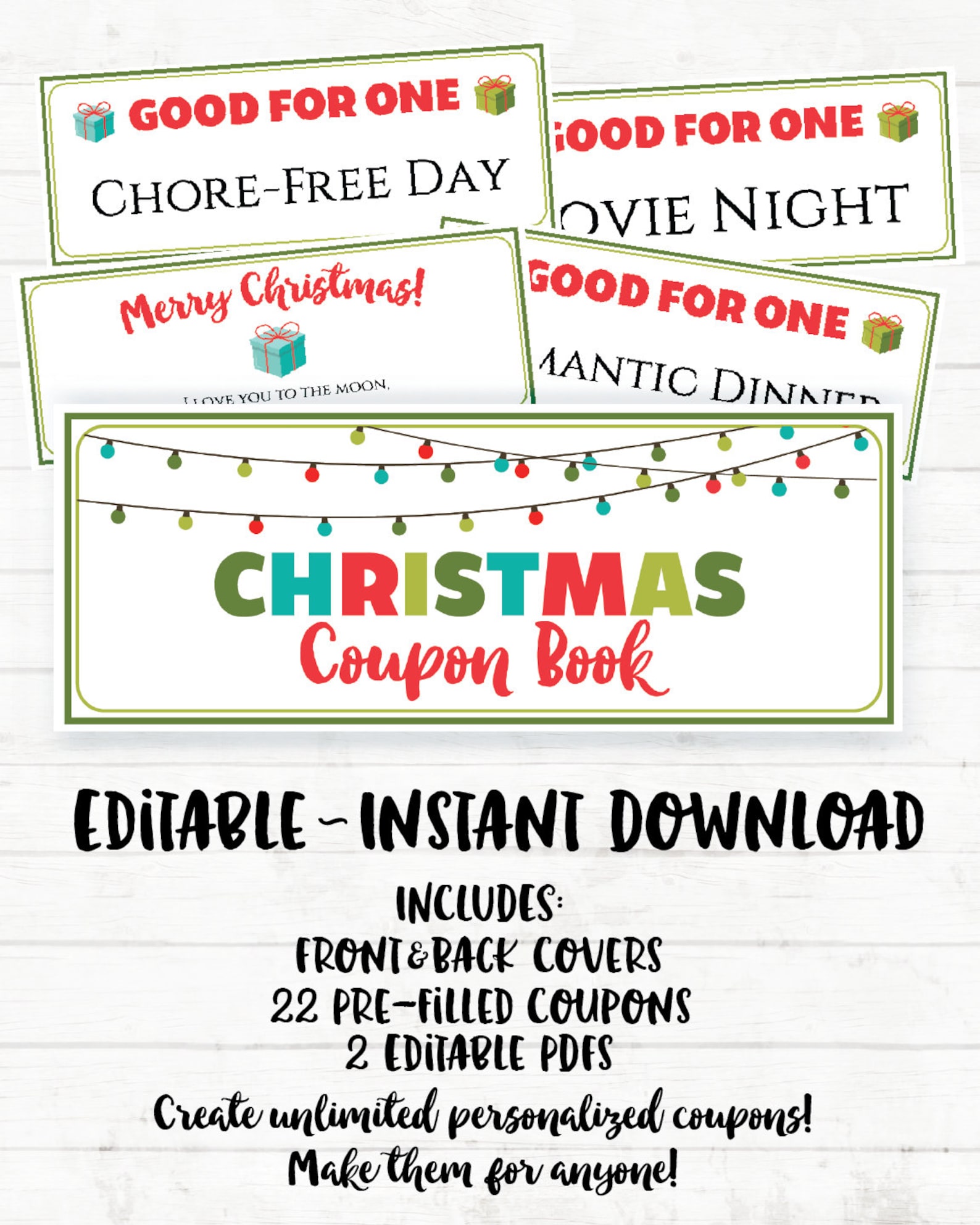 Christmas Coupon Book Printable Christmas Coupons Coupon | Etsy