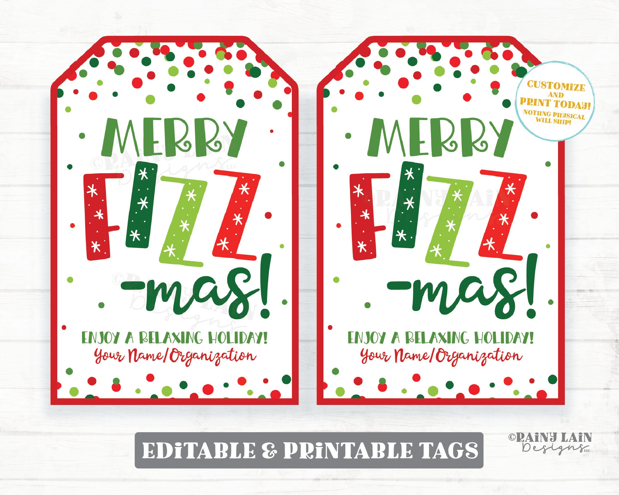 Merry Fizz-mas Gift Tag Holidays Christmas Fizzmas Bath Bomb Salts Spa ...