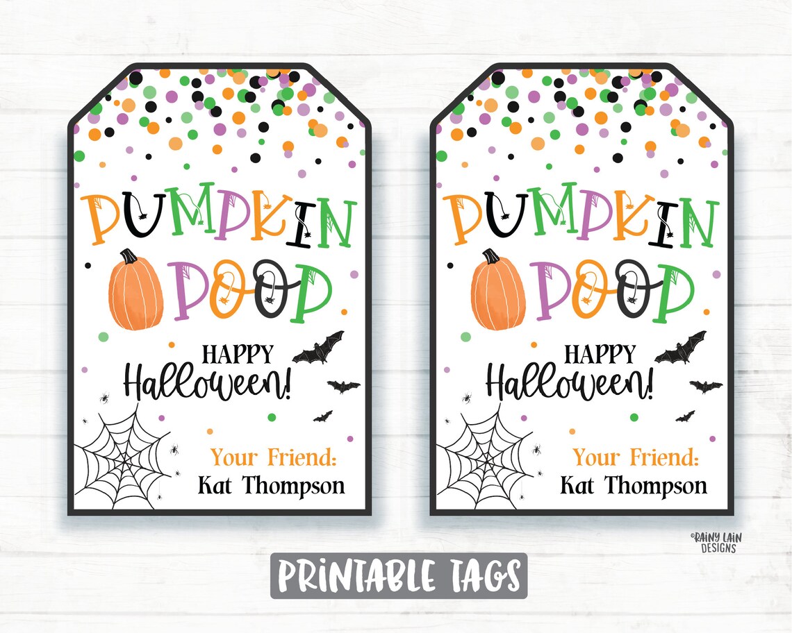 Pumpkin Poop Tags Halloween Tags Printable Halloween Tag - Etsy