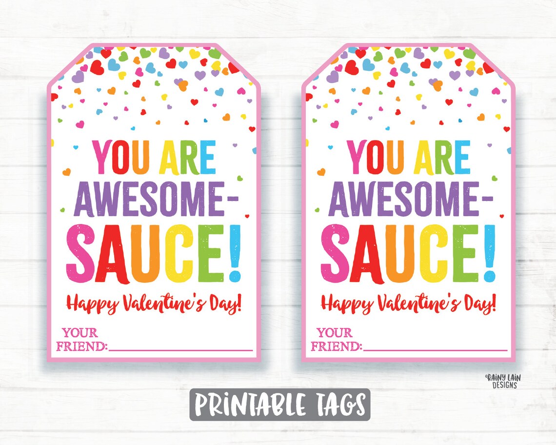 Awesome Sauce Valentine Applesauce Valentine Tags Apple | Etsy