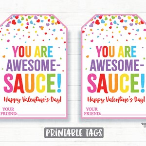 Awesome Sauce Valentine, Applesauce Valentine Tags, Apple Sauce ...